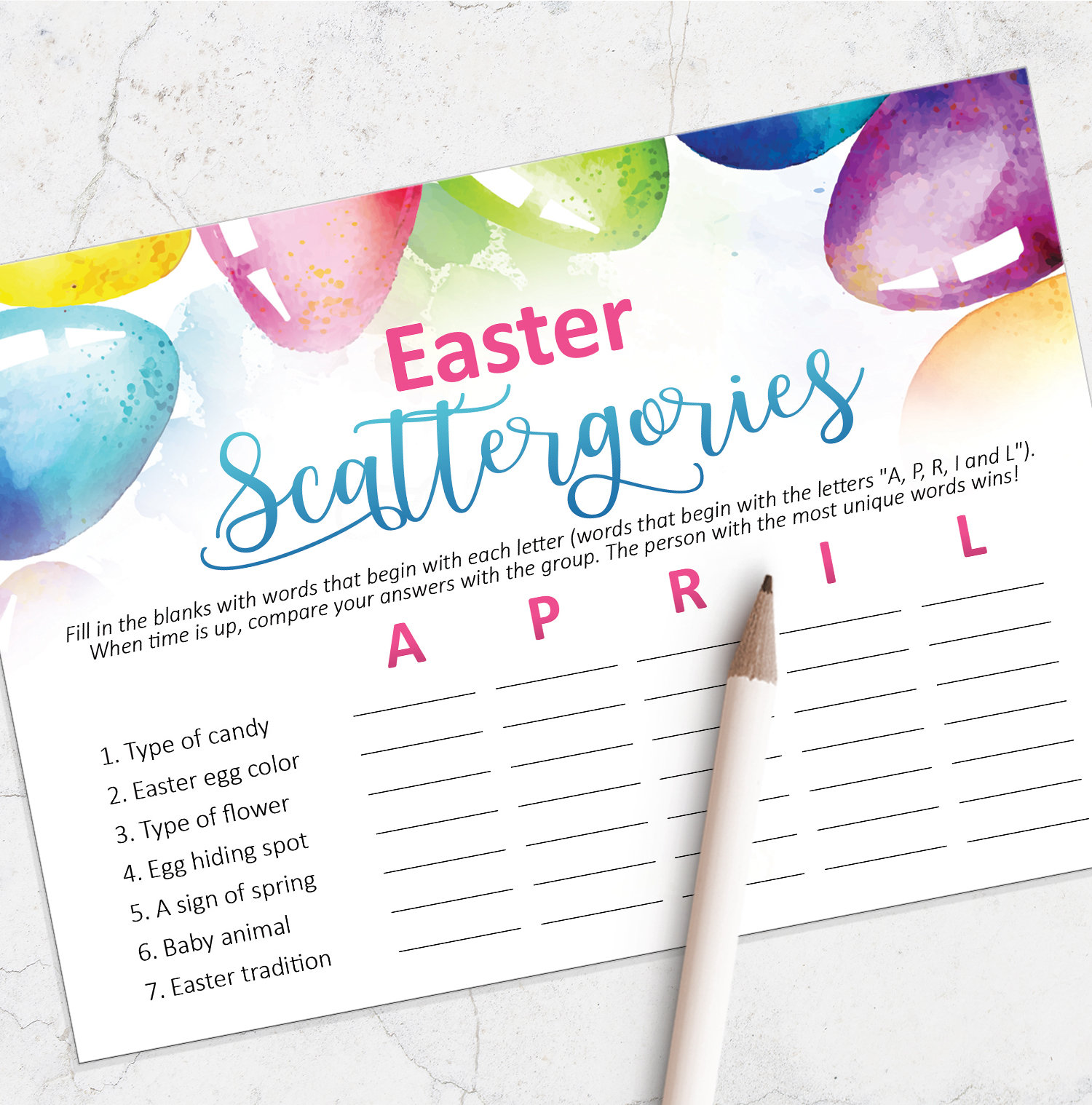 Printable Easter Scattergories Game Easter Printables - Etsy Canada