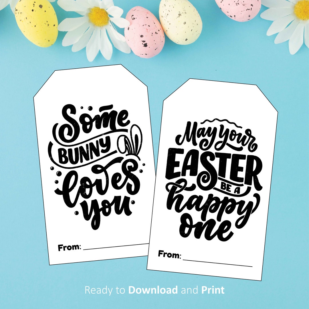 Printable Easter Basket Tags, Easter Tags, Easter Gift Tags, Easter Bag ...