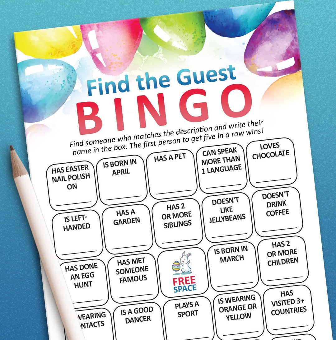 Find the Guest Bingo, Printable Easter Games, Find the Guest Game ...