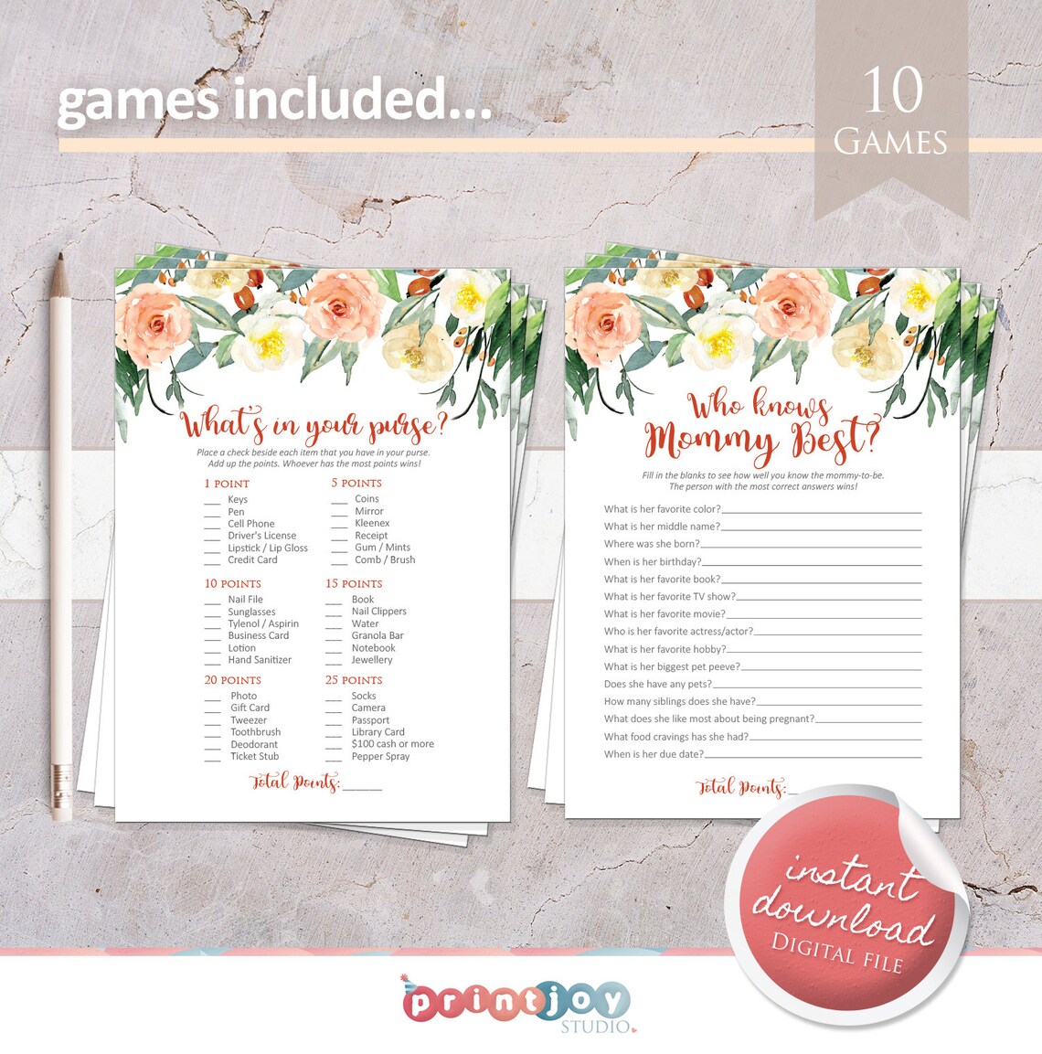 Baby Shower Games Package Printable Baby Shower Games Bundle | Etsy