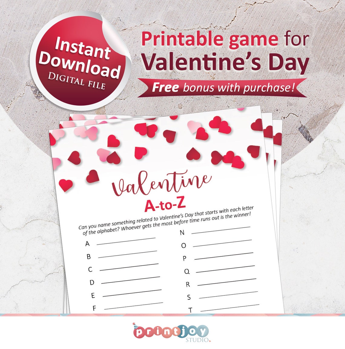 Valentine Party Game Valentine Printable Games | Etsy