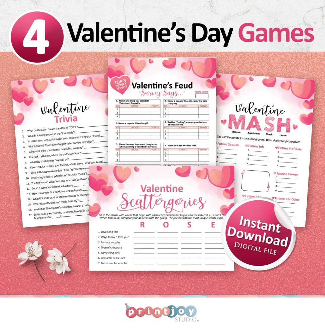 Valentines Day Games Bundle, Printable Valentines Day Party Games ...