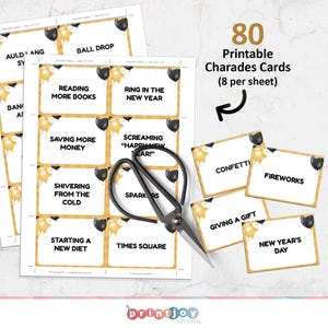 New Years Charades Game Cards, New Years Eve Game, Family Games, New ...