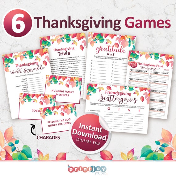 Thanksgiving Games Bundle Printable Games for Thanksgiving | Etsy