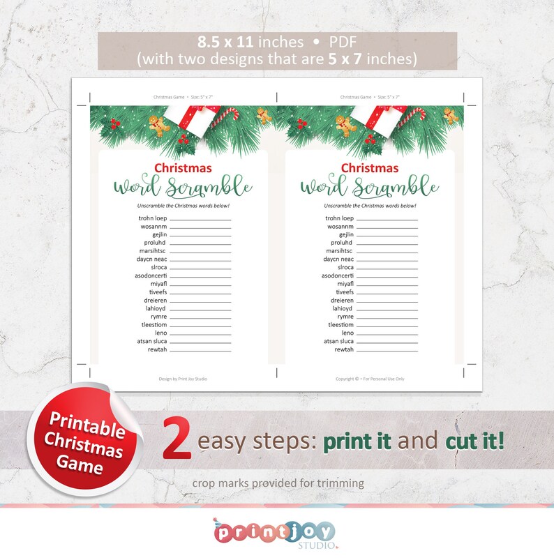Printable Christmas Word Scramble Game, Christmas Games, Christmas ...