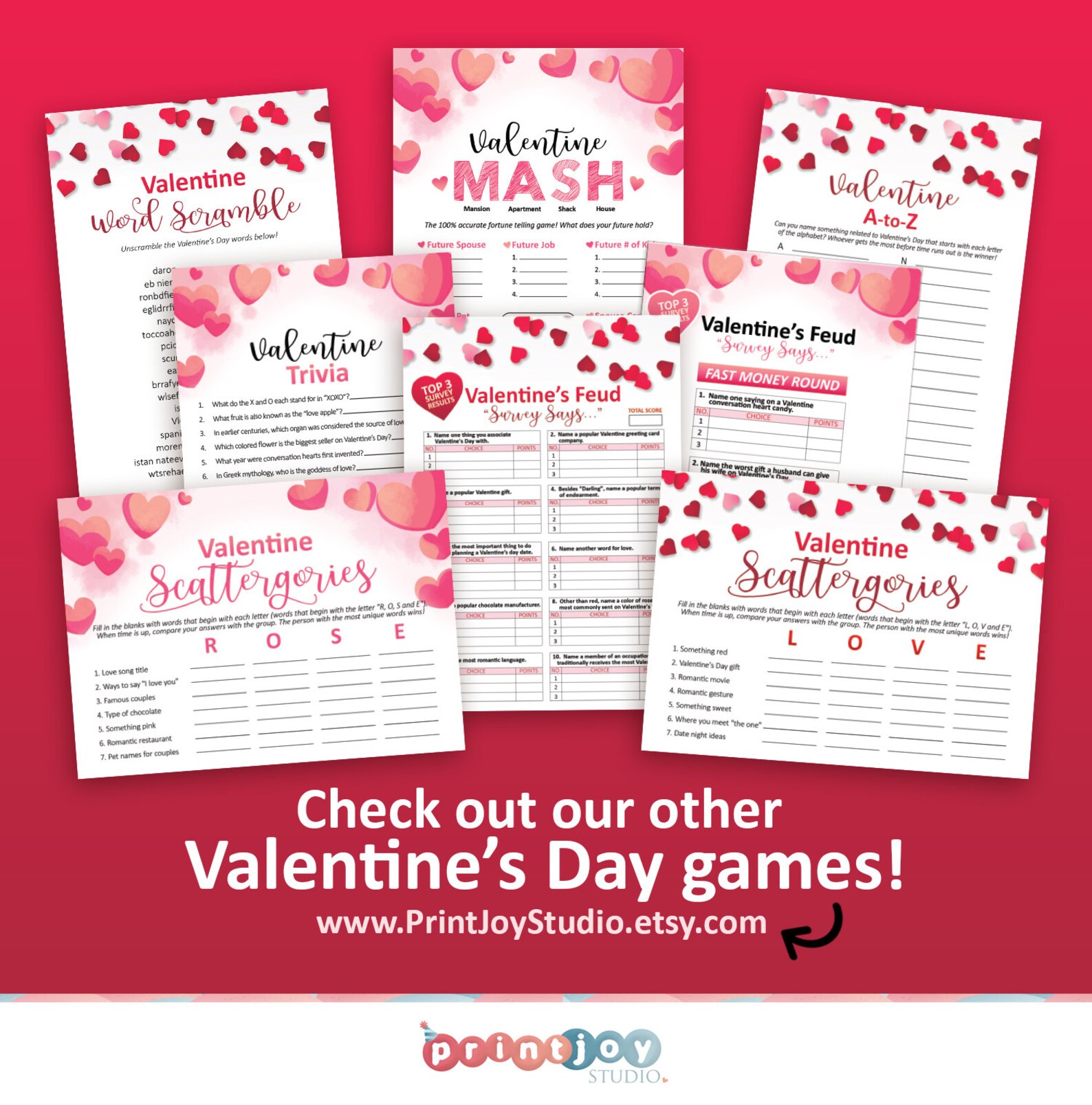 Valentine Party Game, MASH Game, Valentine Printable Games, Galentine's ...