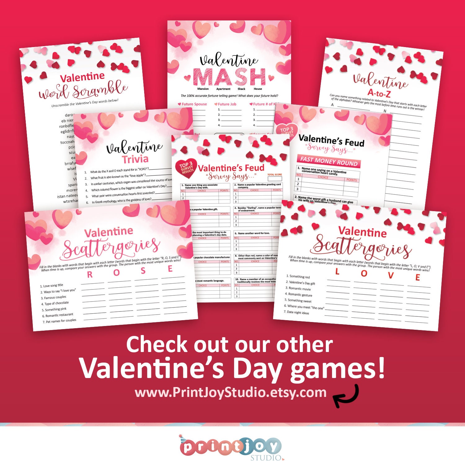 Valentine Party Game, MASH Game, Valentine Printable Games, Galentine's ...