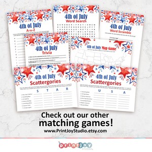 4th of July Printable Game, Fourth of July Game, Independence Day Party ...