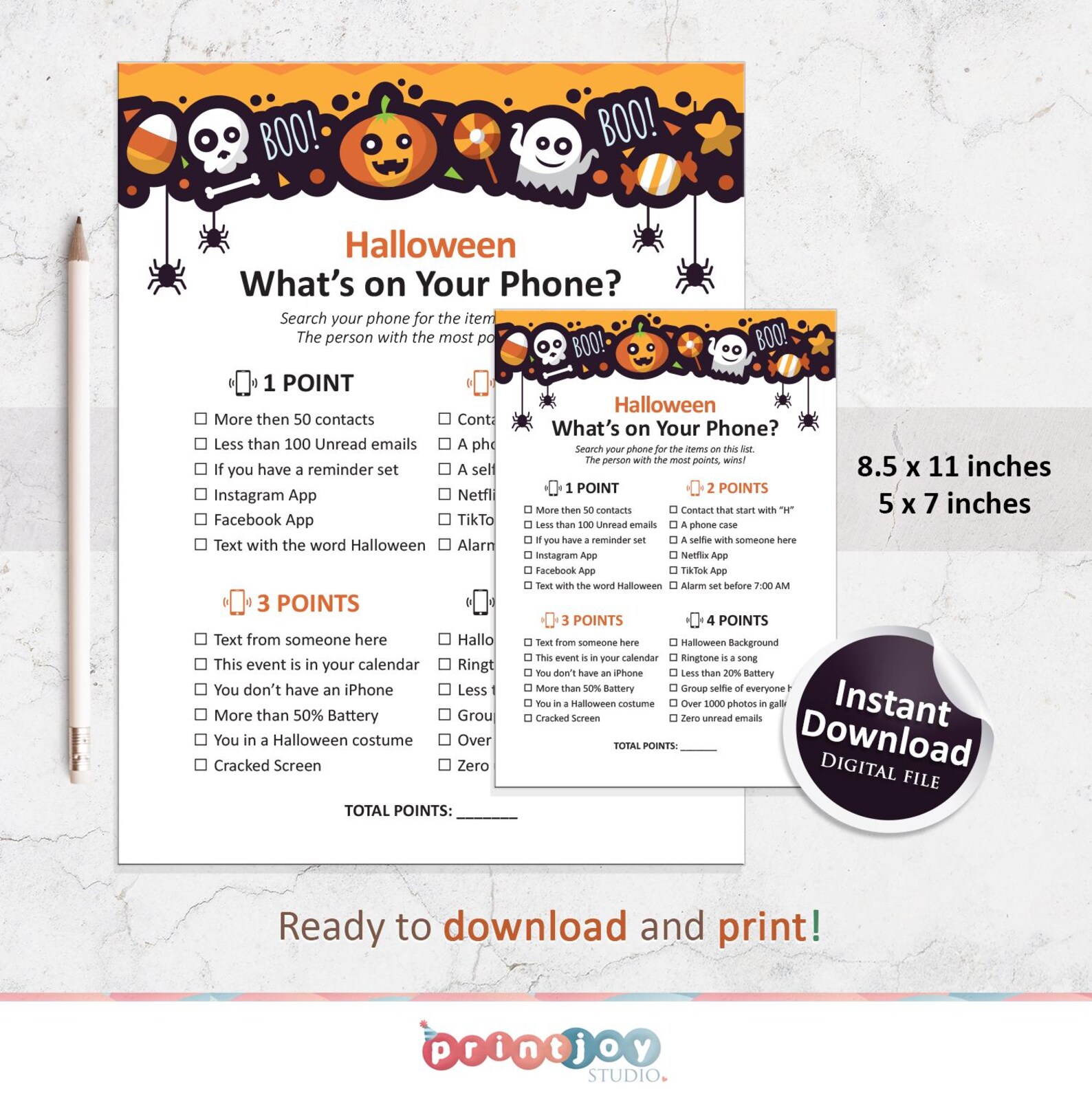 Halloween What's on Your Phone Game, Halloween Party Games, Halloween ...