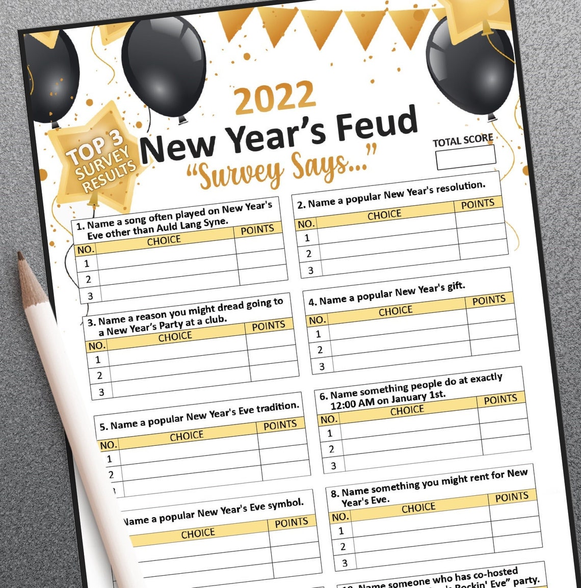 New Years Eve Games Family Feud Game for New Years Party New | Etsy