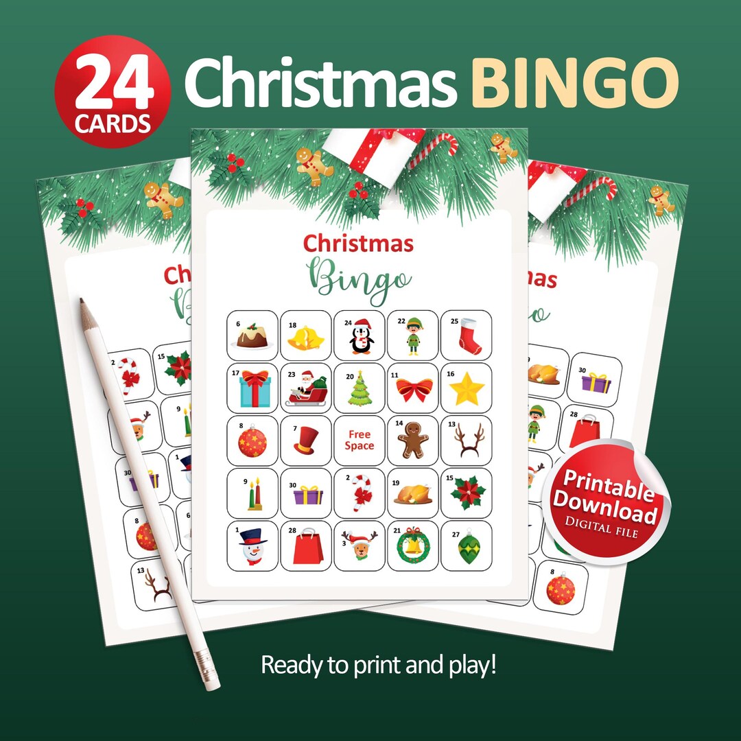 Printable Christmas Bingo, Holiday Bingo Game for Christmas Party ...