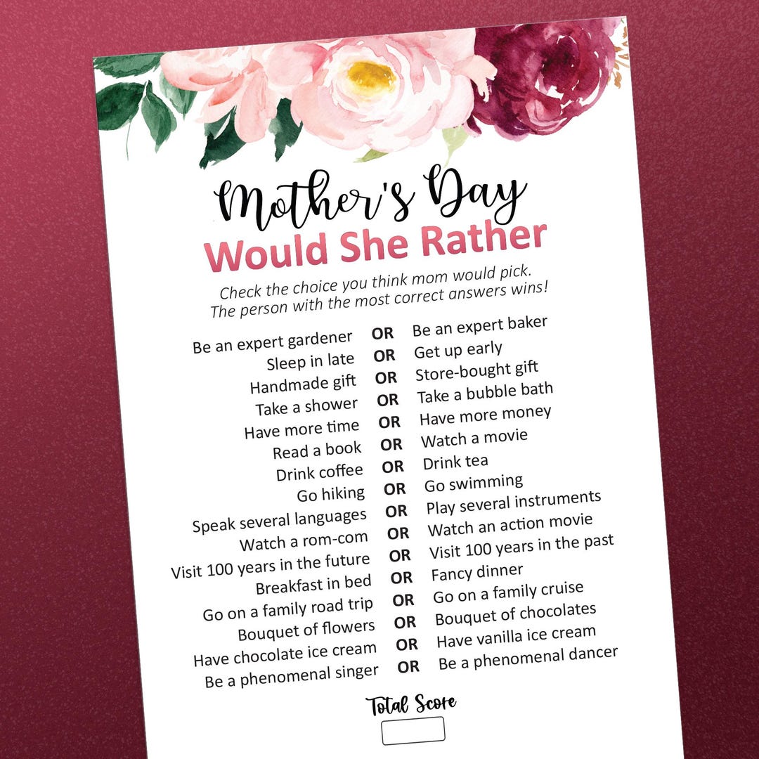 Would Mommy Rather, Mothers Day Games, Would She Rather, Mother Day ...