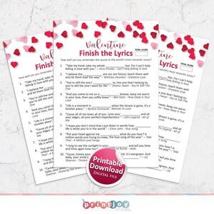 Valentines Finish the Lyrics, Valentines Games Printable, Valentines ...