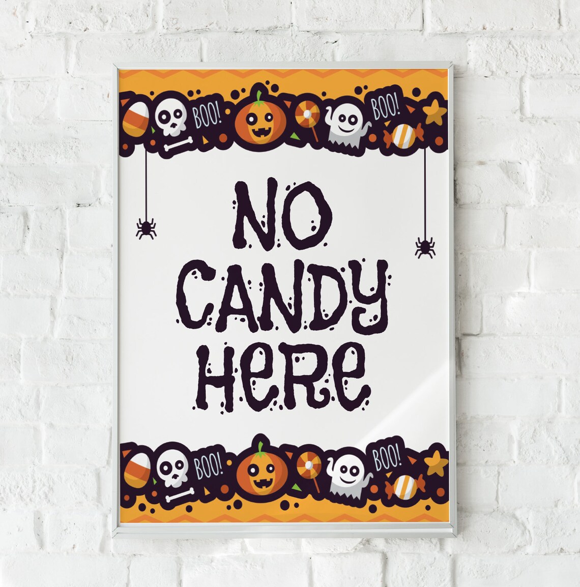 Printable Halloween Sign, No Candy Here Sign, Halloween Door Sign ...