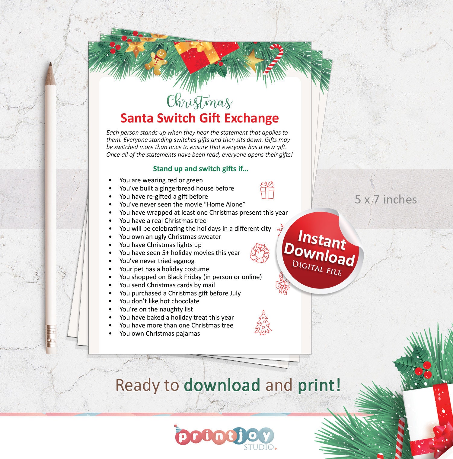 Christmas Gift Exchange Game, Santa Switch Game, Gift Exchange ...