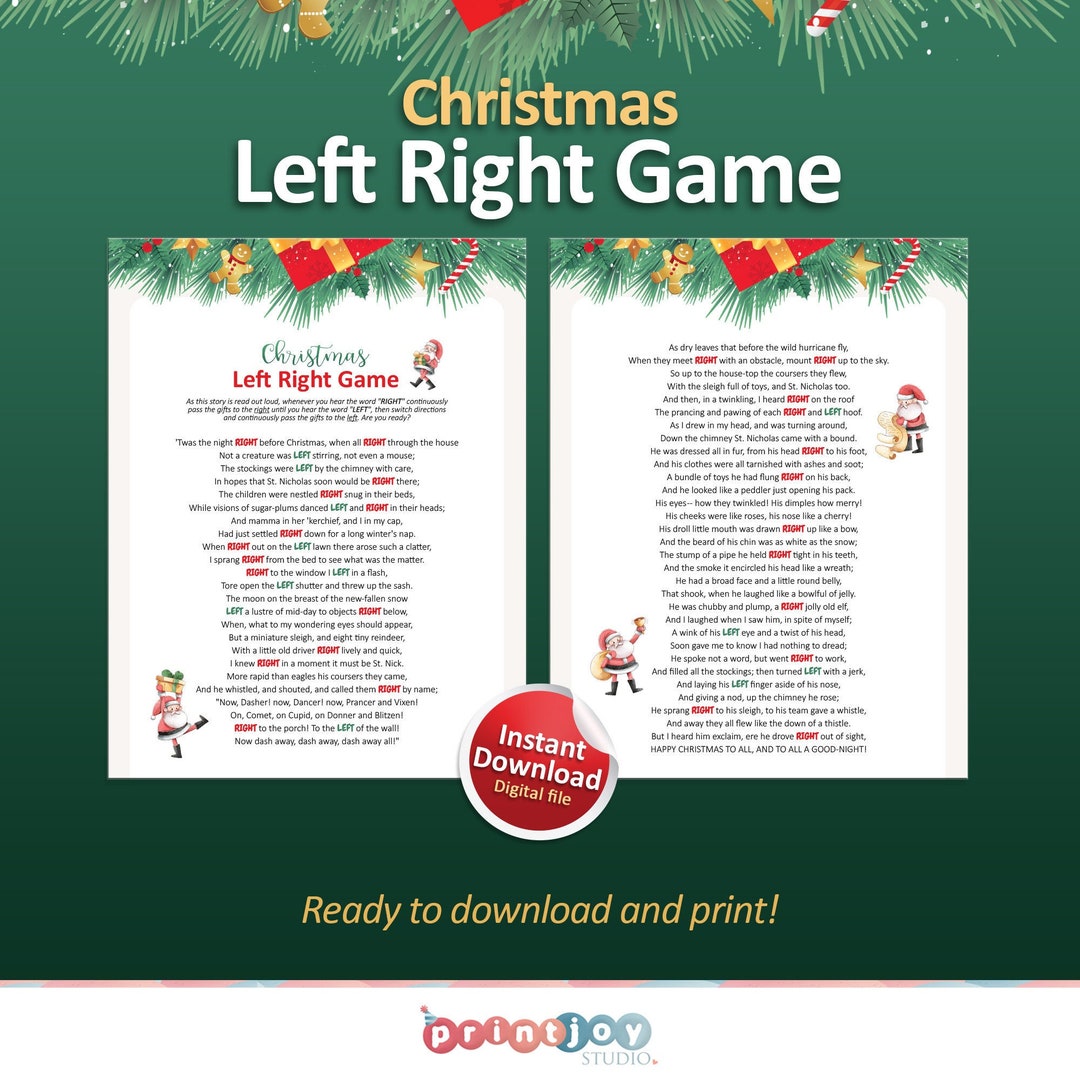 Left Right Christmas Game, Pass the Gift Game, Left Right Game ...