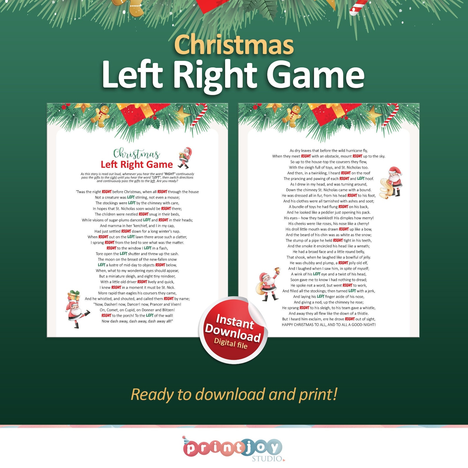 Left Right Christmas Game Pass the Gift Game Left Right - Etsy Canada