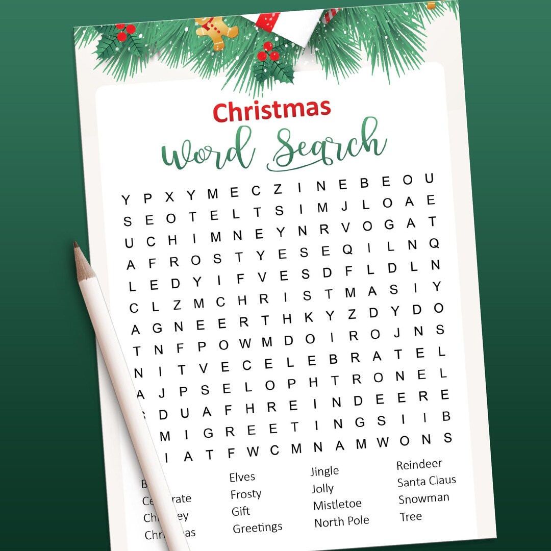Printable Christmas Word Search Game, Christmas Games, Holiday Party ...