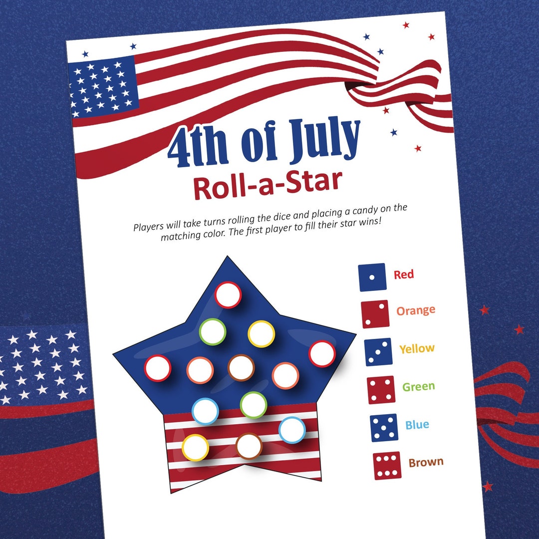 Candy Dice Game, Games for Kids, 4th of July Games, Printable Games ...