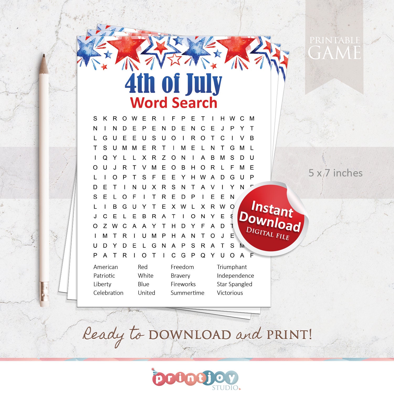 4th of July Printable Game, Fourth of July Word Search Game ...
