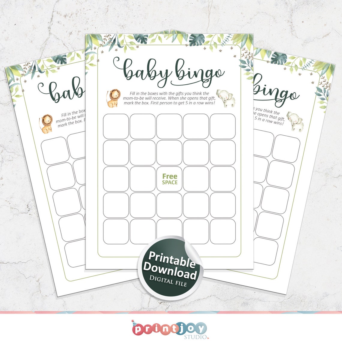Baby Shower Bingo Baby Shower Games Safari Baby Shower Baby - Etsy