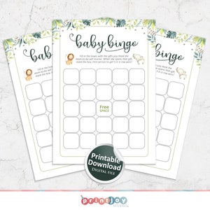 Baby Shower Bingo, Baby Shower Games, Safari Baby Shower, Baby Bingo ...