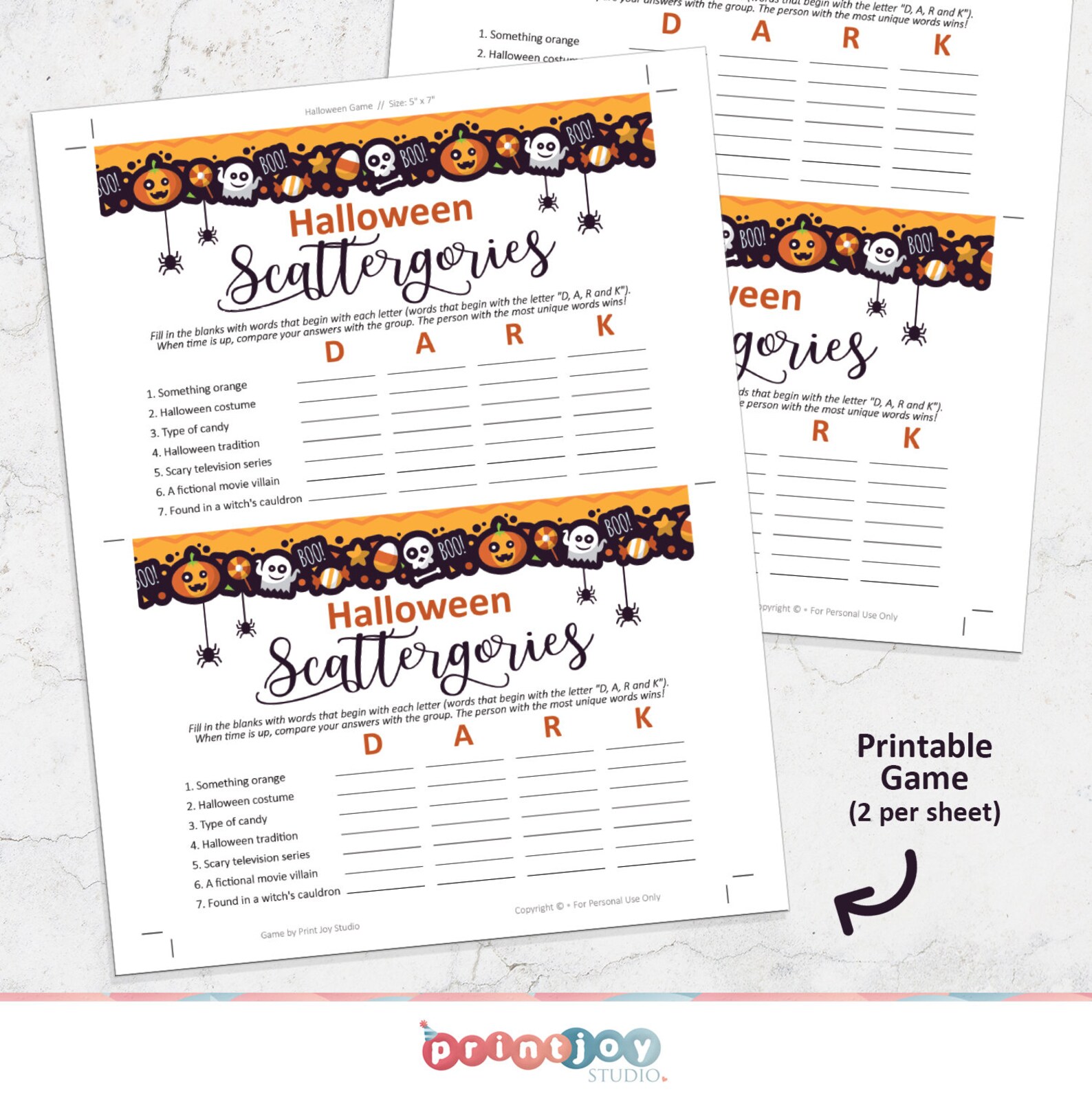 Printable Halloween Party Games Halloween Game Halloween | Etsy