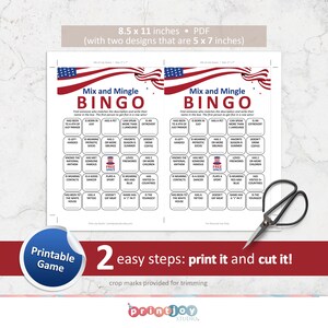 Mix and Mingle Bingo, 4th of July Games, Patriotic, Games for Adults ...