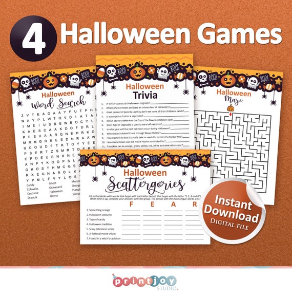Printable Halloween Game Halloween Party Games Bundle | Etsy