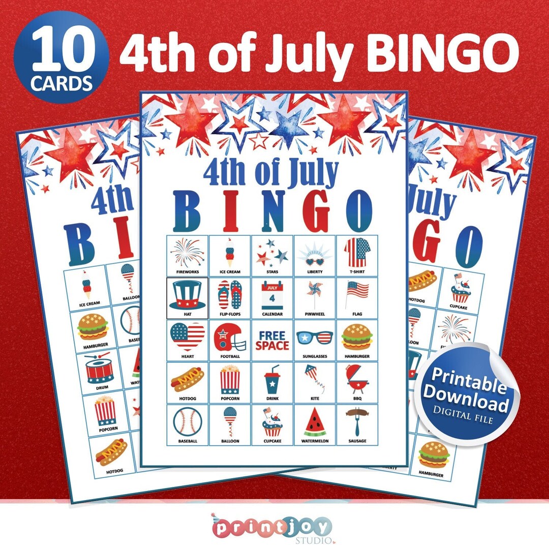 4th of July Bingo, 4th of July Printable, Family Games, Fourth of July ...