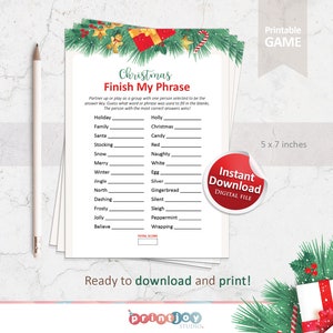 Finish My Phrase Christmas, Christmas Party Game, Christmas Finish That ...