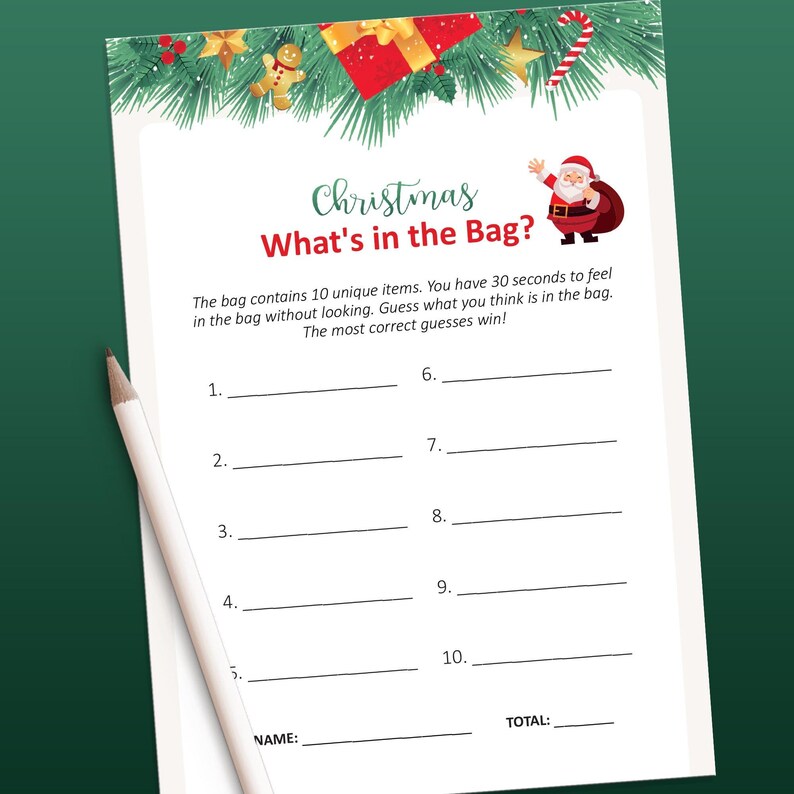 Christmas Whats in the Bag Game, Adult Christmas Games, Christmas Party ...