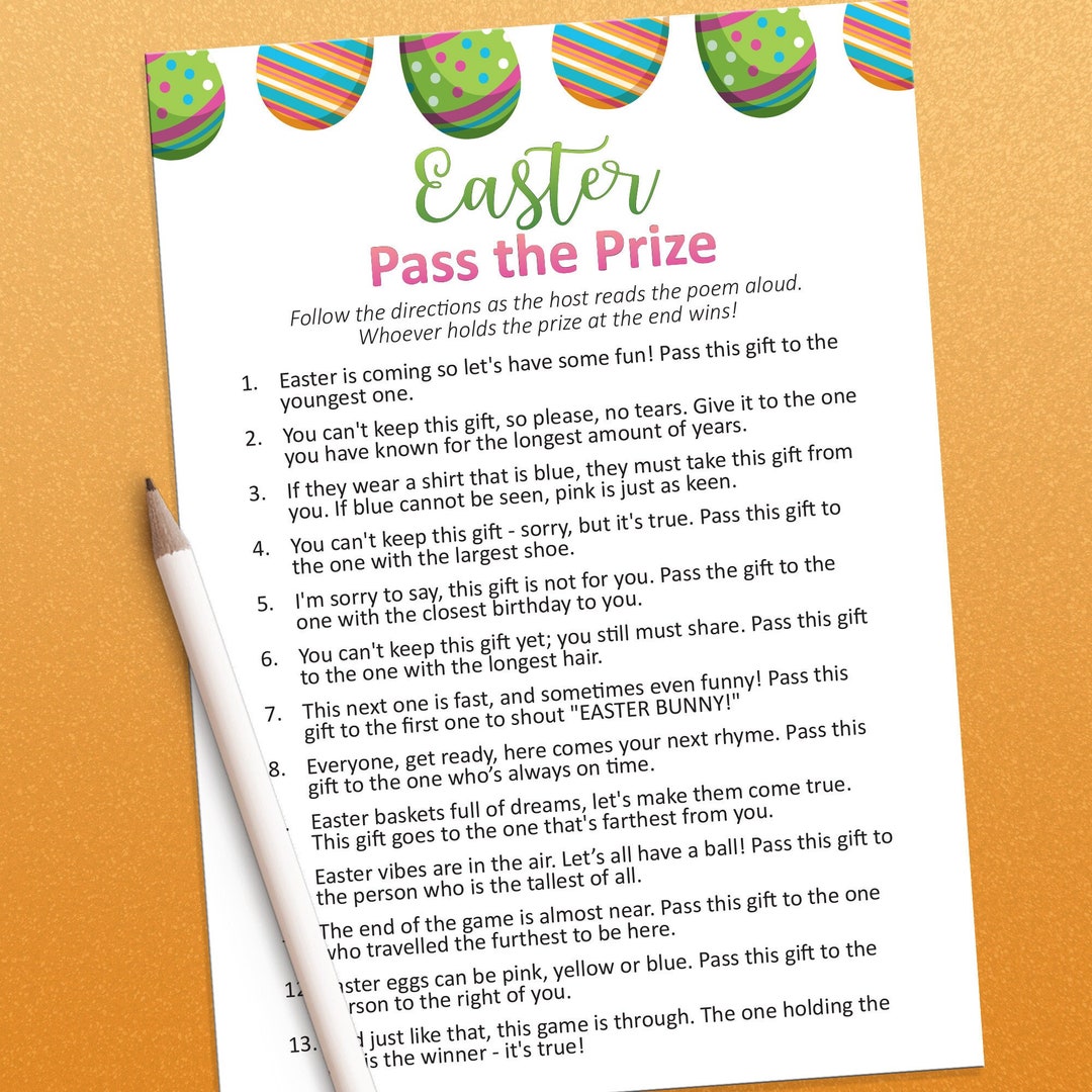 Easter Games, Pass the Gift Game, Pass the Present, Printable Games ...