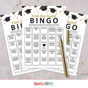 Graduation Party Ideas, Find the Guest Bingo, Graduation Games, Class ...