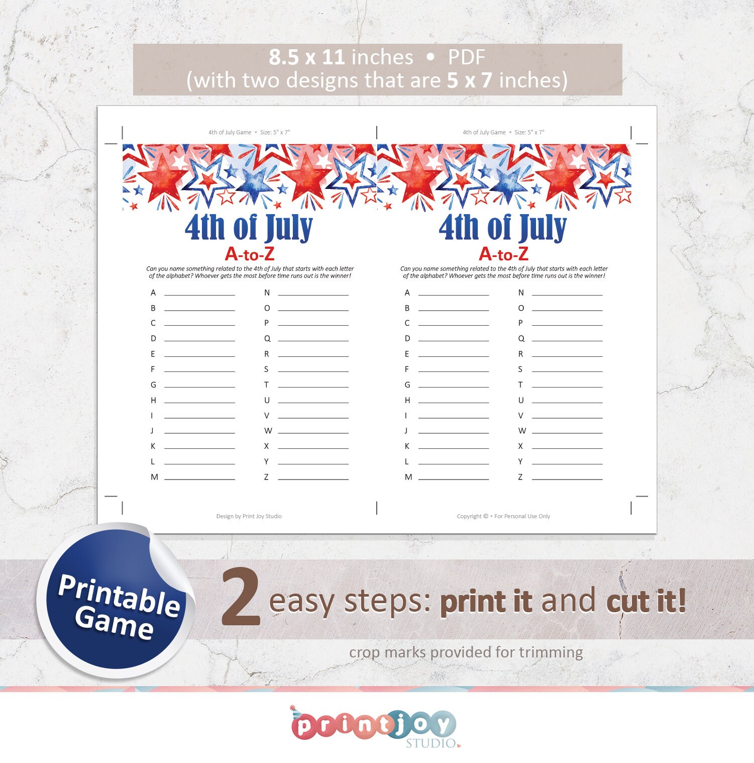 Printable Fourth of July Game 4th of July Printable Game - Etsy