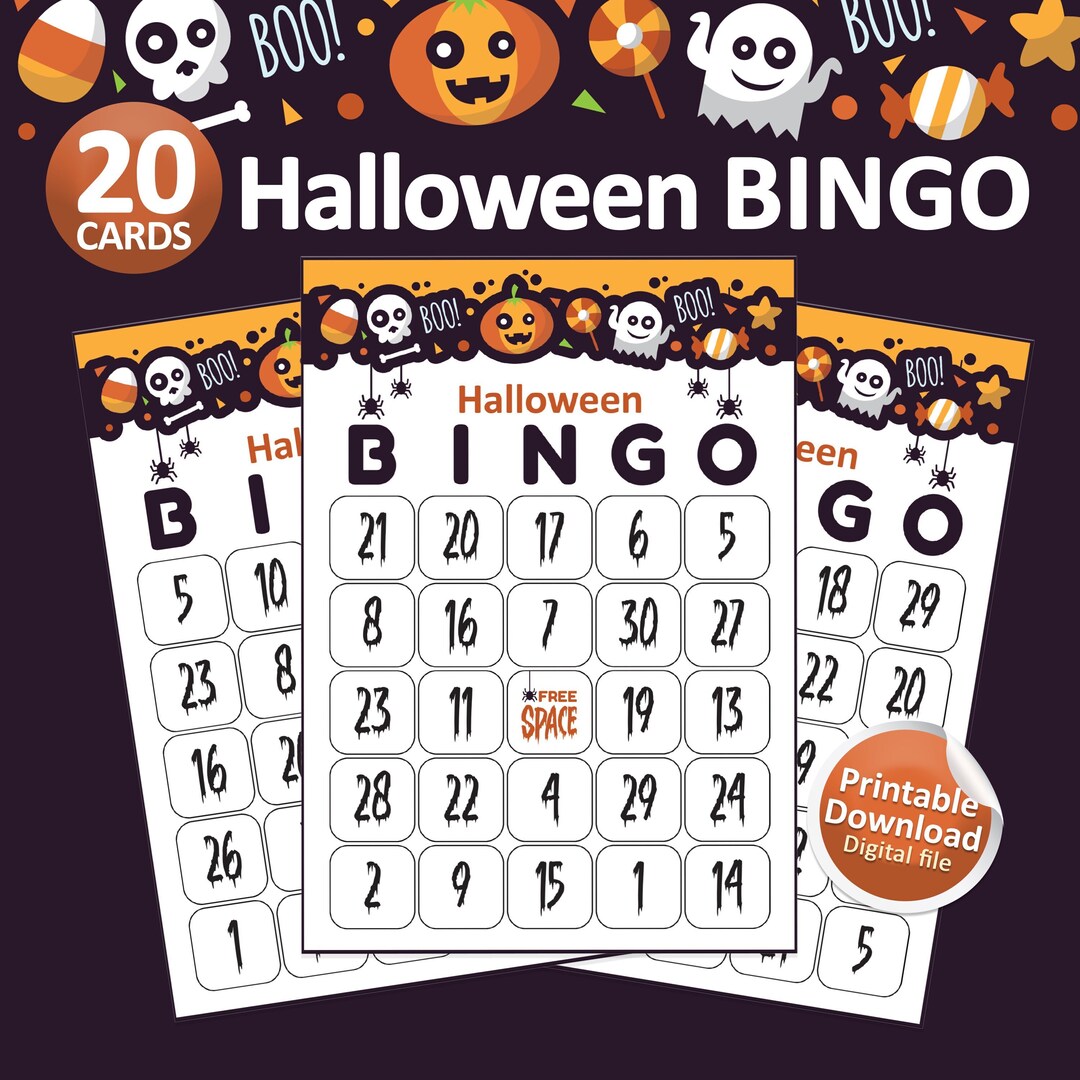 Halloween Bingo Cards, Halloween Games, Spooky Bingo, Halloween Party ...