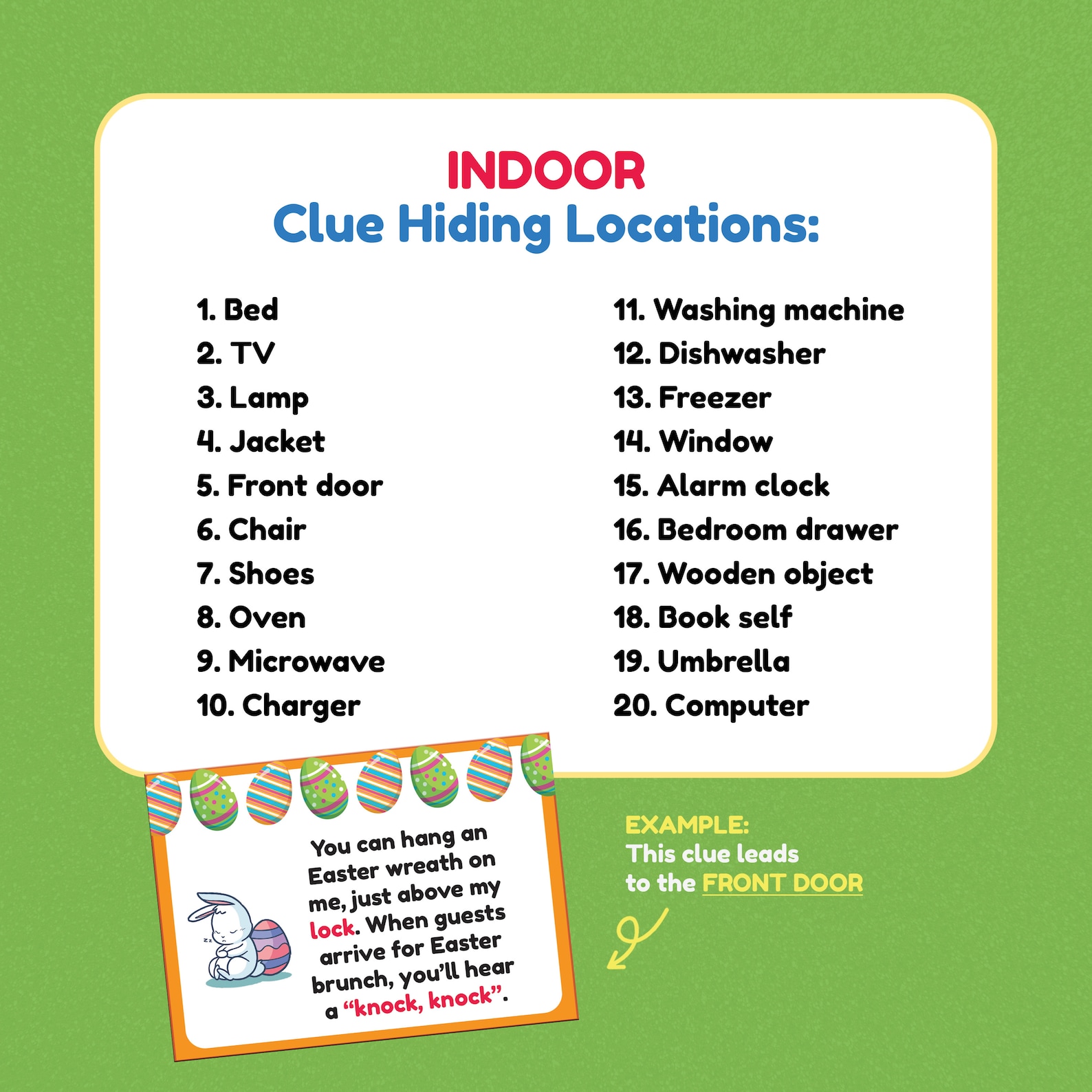 Indoor Easter Scavenger Hunt, Easter Scavenger Hunt Clues, Riddle ...