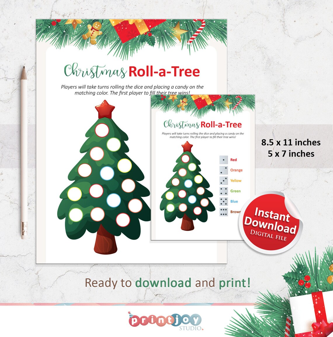 Christmas Dice Game Printable, Roll a Tree, Christmas Dice Games ...