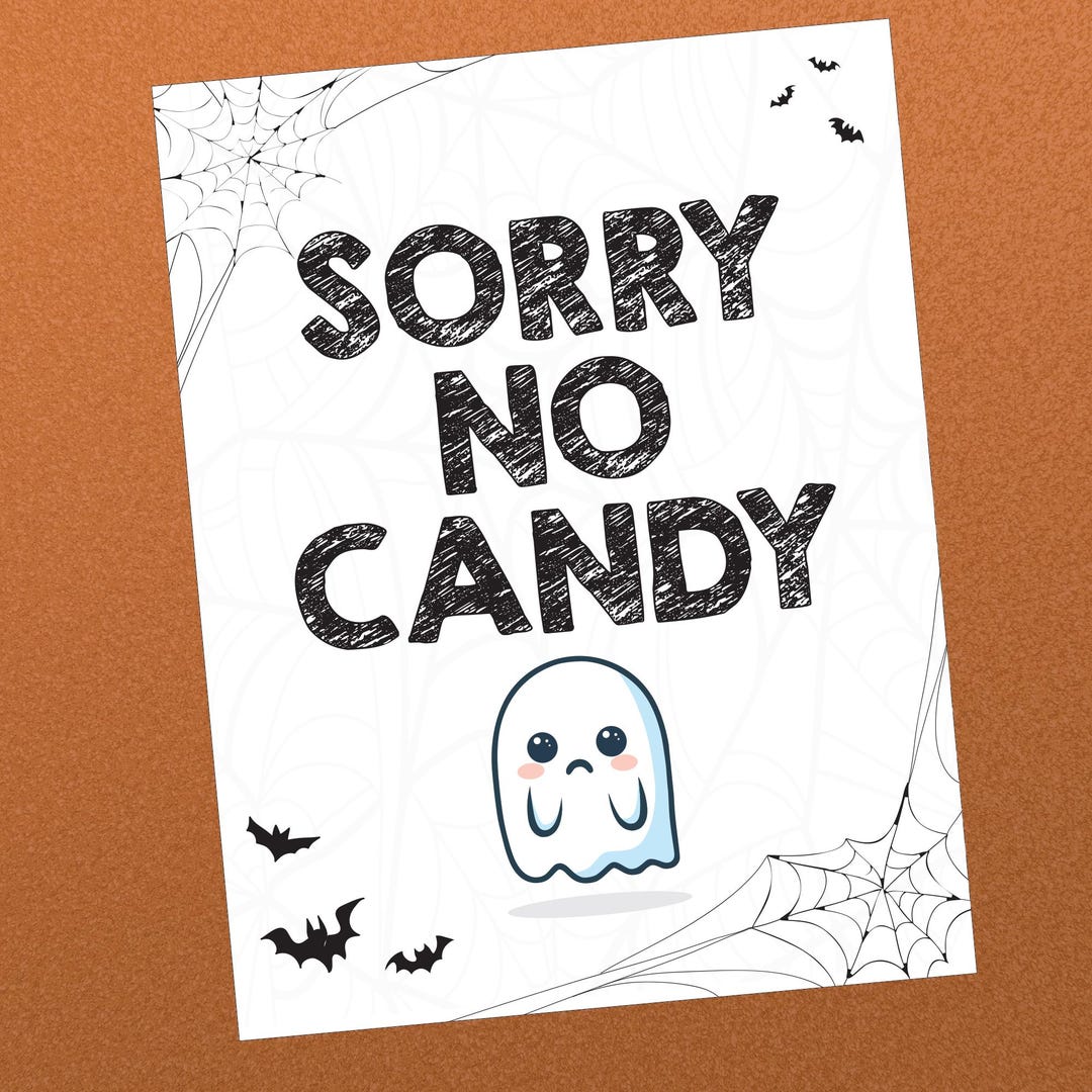 Printable Halloween Sign, Sorry No Candy, Halloween Door Sign ...