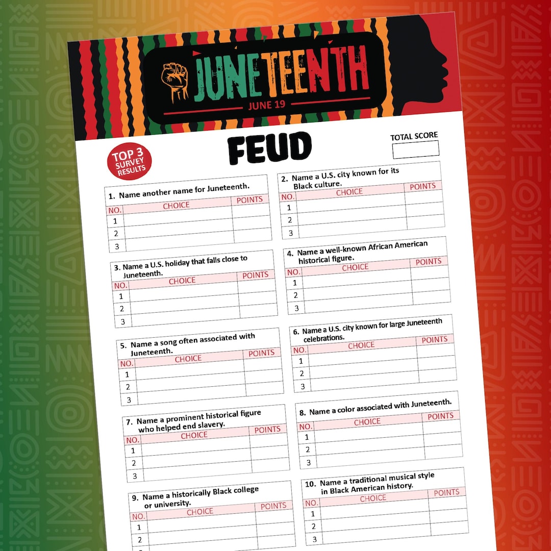 Juneteenth Feud Game, Printable Juneteenth Games, Juneteenth Activity ...