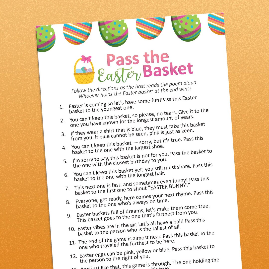 Easter Pass the Prize Game, Easter Games, Pass the Gift Game, Printable ...
