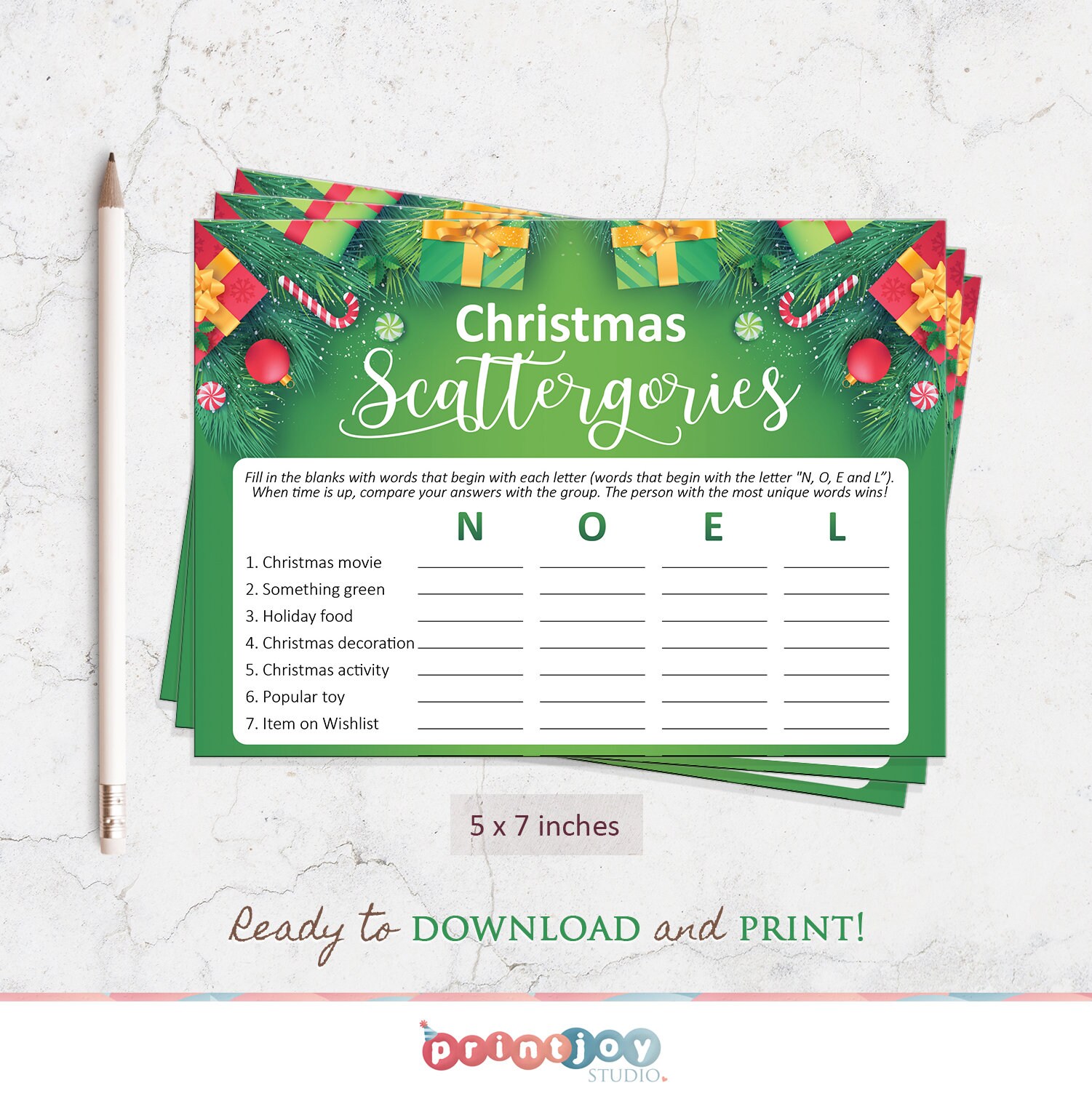 Printable Christmas Scattergories bundle Christmas games | Etsy