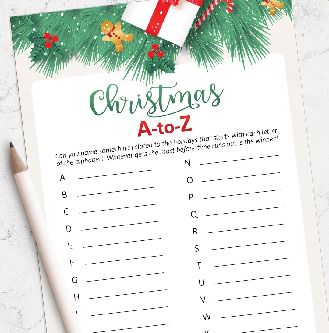 Printable Christmas A-to-z Game, Christmas Adult Party, Christmas Games ...