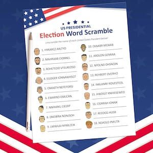Presidential Word Scramble: A Printable Word Scramble for Election Day ...