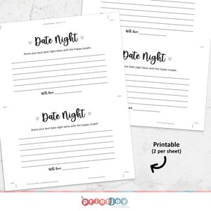 Bridal Shower Date Night Cards, Date Night Printable, Date Night Box ...