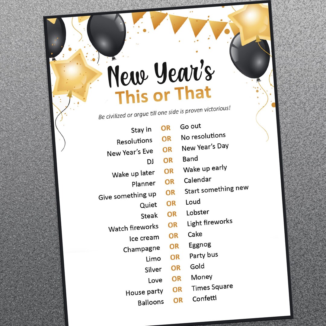 This or That Game, Would You Rather Game, This or That Template, NYE ...