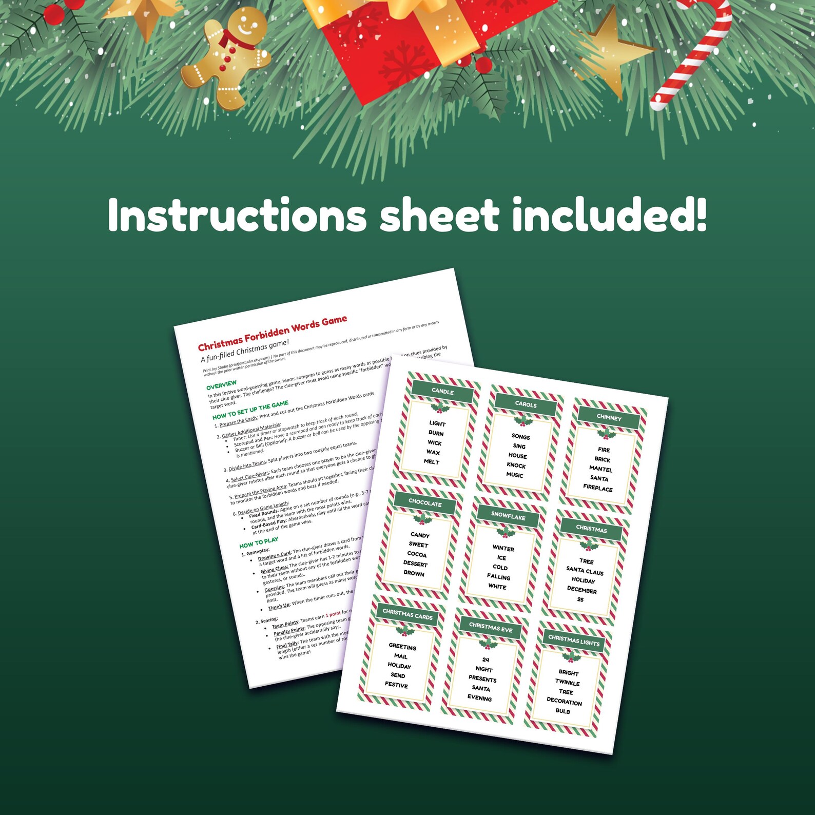 Christmas Forbidden Words, Fun Christmas Games Printable, Christmas ...