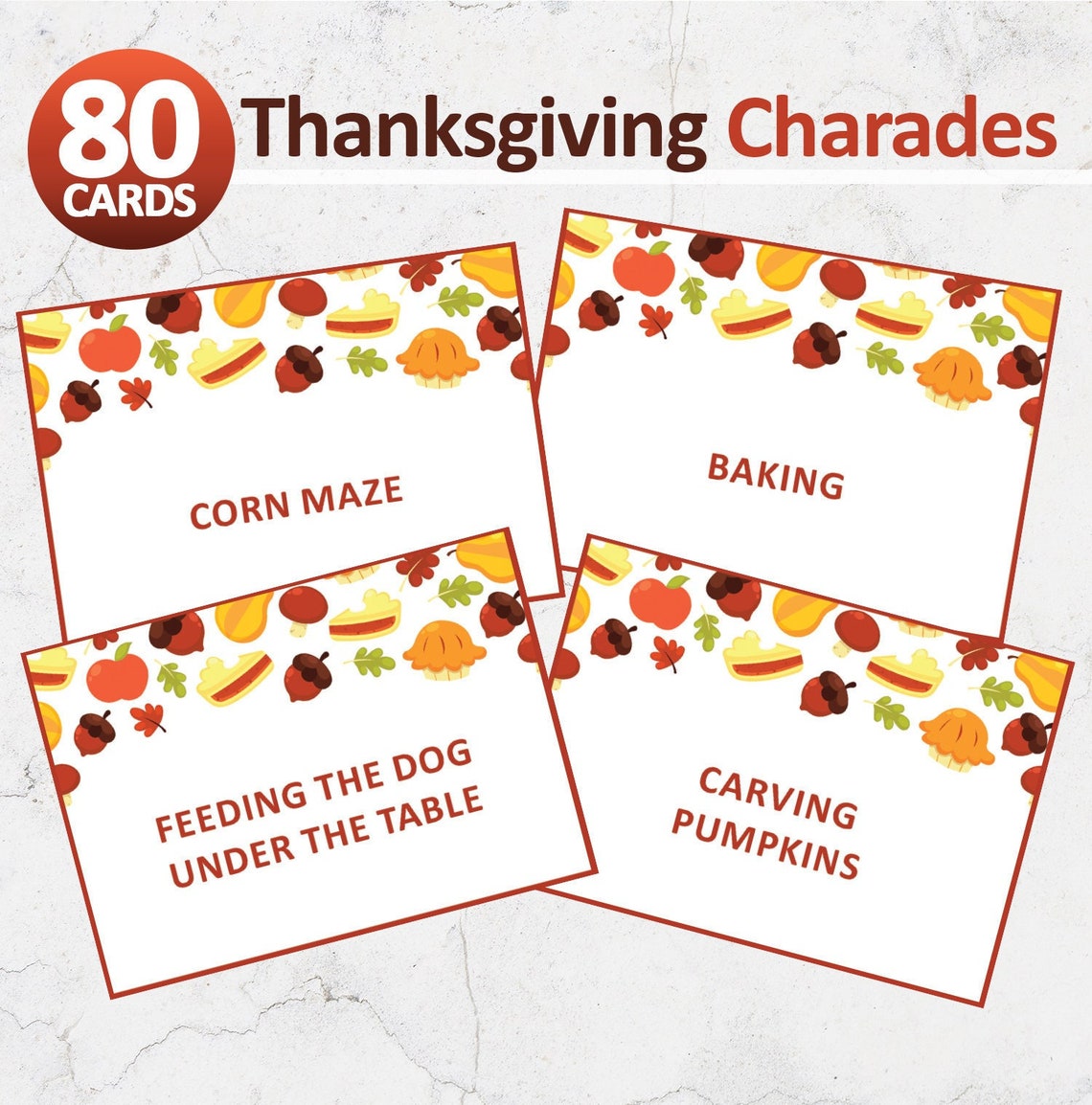 Thanksgiving Charades Game Thanksgiving Games Thanksgiving - Etsy