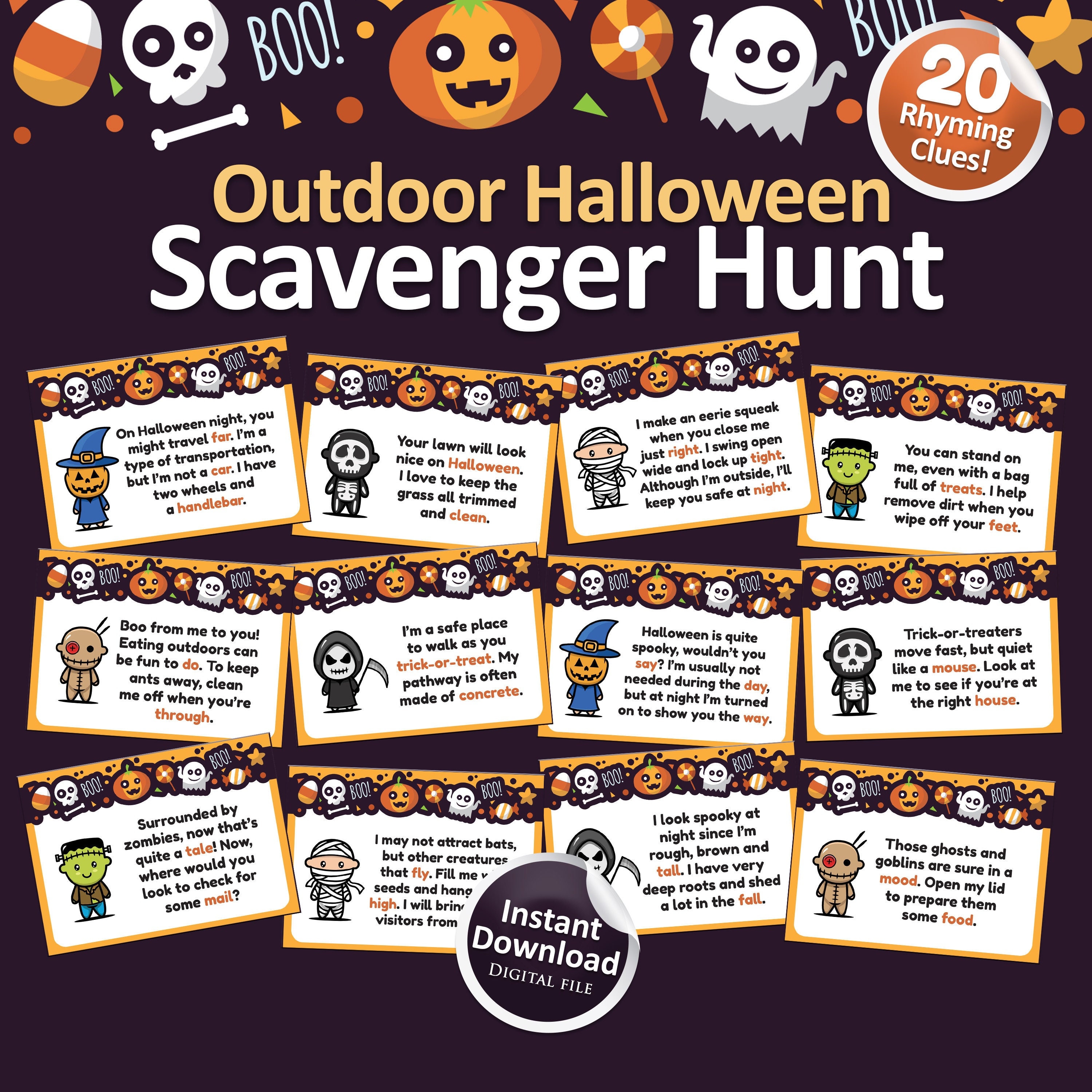 Outdoor Halloween Scavenger Hunt Outdoor Scavenger Hunt for - Etsy