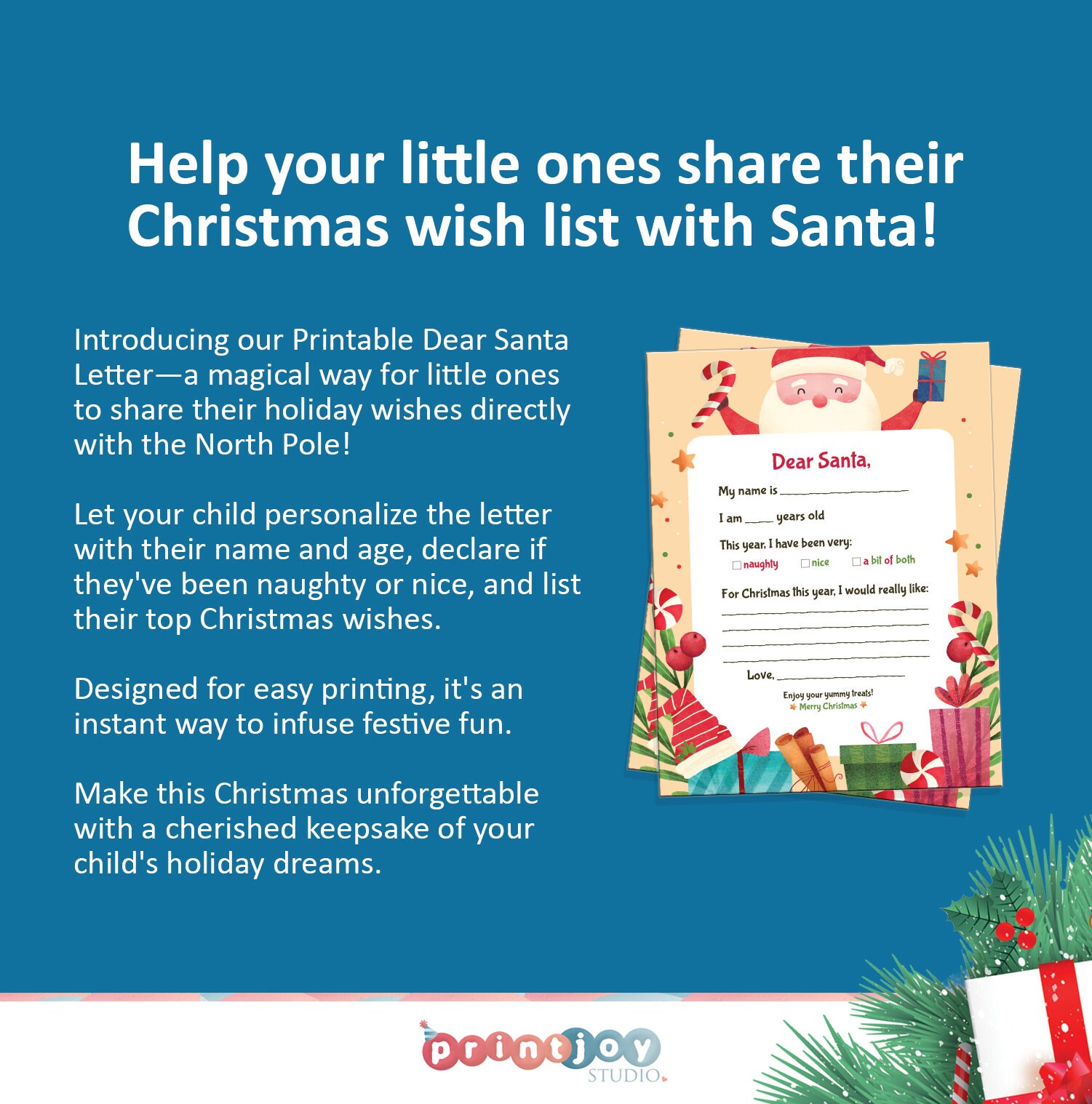 Christmas List, Letters to Santa, Christmas Wish List Printable, Easy ...